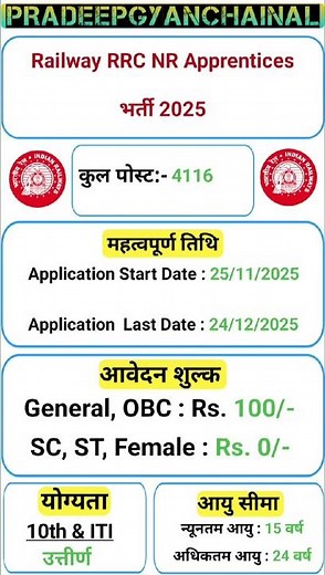 Railway Apprentice 2025 Apply Online|Northern Railway Apprentice Recruitment 2025 #rrcnr #apprentice