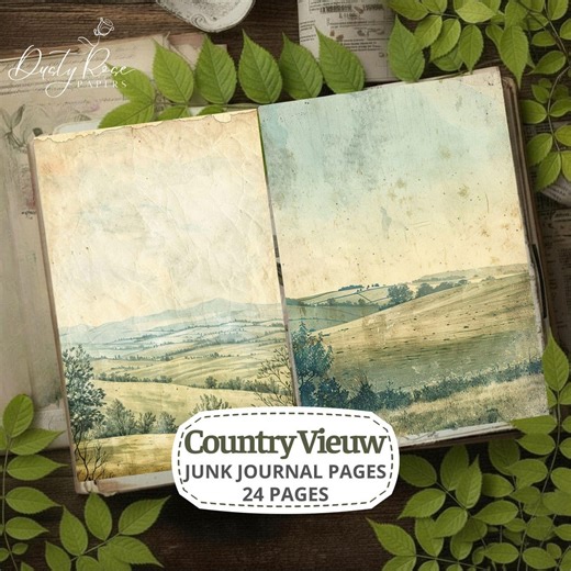 Vintage Country View Junk Journal Pages, Rustic Landscape Digital Paper, Printable Scrapbook Supplies, Ephemera Collage, Instant Download - Etsy