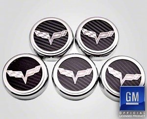 Corvette Engine Caps with Crossed Flags Logo; Green Solid (05-13 Corvette C6 w/ Automatic Transmission) - Free Shipping