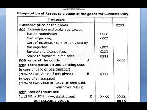 How to calculate Assessable value for customs duty