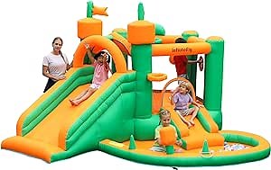 INFLATEFLY Bounce House, Inflatable Bounce House with Blower Playhouse Castle with Double Slides, Ball Pit Pool for Toddler Bouncy House for Big Kids Indoor/Outdoor