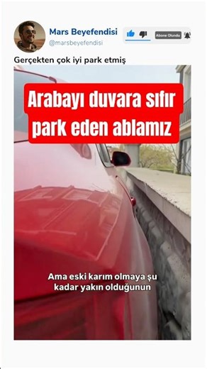 Eşinin arabasını neredeyse duvara sıfır park eden ablamız