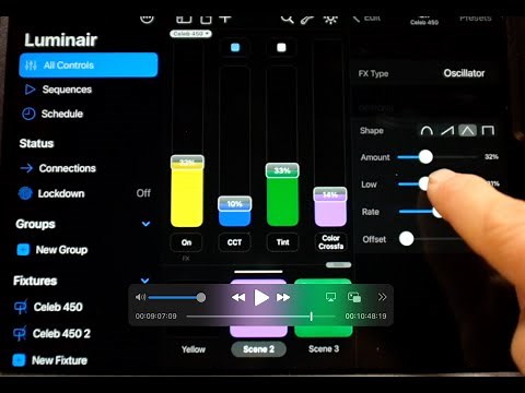 Luminair 4 App used to control your lighting via a wireless DMX network