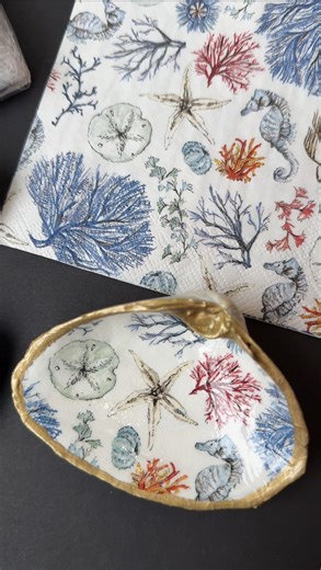 Watch See how these coastal napkins look on decoupaged shells. on Amazon Live