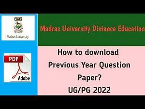 How to download previous year Question Paper? Madras University- Distance Education UG/PG-MBA