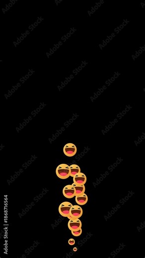 Social Media Icons floating animated, Happy Laughing Floating Emojis, transparent background, vertical video, 4K.