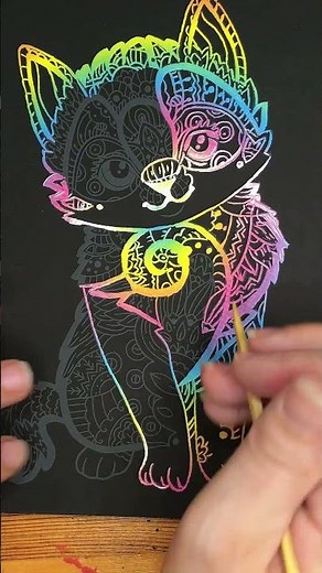 Relaxing Scratch Art timelapse | Full Artwork in 40s 🐾✨