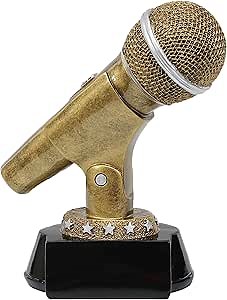 Decade Awards Gold or Silver Microphone Trophy - Custom Engraved Microphone Award to Celebrate Their Voice - Customize Now (6 Inch)