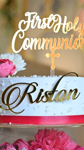 Blossom Bakes on Instagram: "Holy Communion Cake🩷🤍"