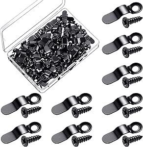 Hotop 100 Sets Metal Picture Frame Turn Buttons Fasteners with Screws, Turn Buttons for Picture Frames, Hardware Backing Clips for Hanging Photos Drawings Posters