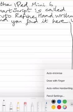 Auto-refine Handwriting (aka SmartScript) in iPadOS 18beta on the iPad Mini 6
