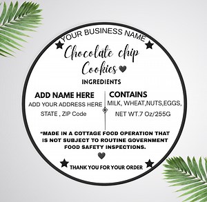 Editable Cottage Food Label Template: DIY Bakery Stickers Canva, Cute,digital Download Printable Food Label - Etsy