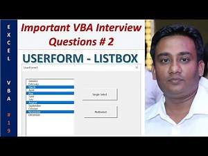 #19 VBA Interview Questions and Answers |VBA MCQ |Userform |Listbox | Microsoft Advance Excel | 2020