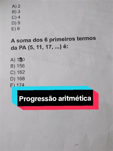 Progressão aritmética utilizando raciocínio lógico. Qual é a soma dos seis primeiros termos? #matematica #vestibular #concurso