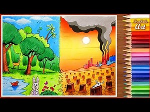 Save Environment Drawing || poster making idea for competition - step by step