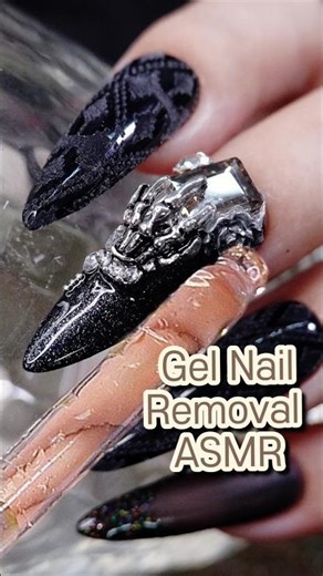 No Talking 🎧 Gel Nail Removal ASMR – Black Velvet Matte