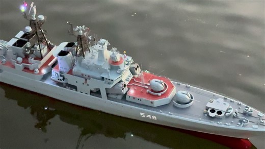 Udaloy Destroyer Model: Rocket Firing Demonstration