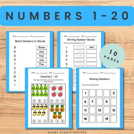 Numbers 1-20 Activity Workbook - Trace, Count & Write (PDF) - Etsy