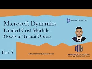 Goods in Transit Orders in Landed Cost Module - Microsoft Dynamics D365