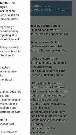 Class 8th Science Chapter 14 : Chemical Effects of Electric Current . Revision Notes