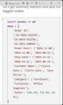 03 Basic Sales Analysis: Summary Statistics and Top Orders with Pandas