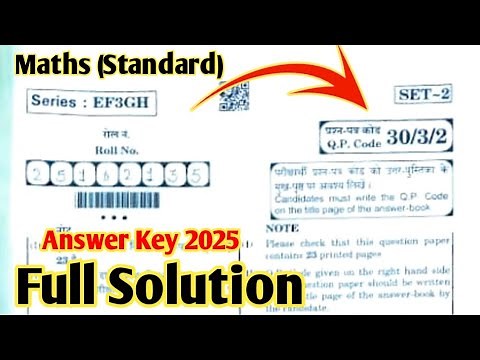 Cbse Board Class 10th Maths Standard Paper 2025 Answer Key | Q.P. Code. 30/3/2 | Maths Full Solution