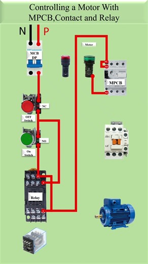 Motor Control With Relay industry Wiring #IndustrialAutomation #IndustrialEquipment