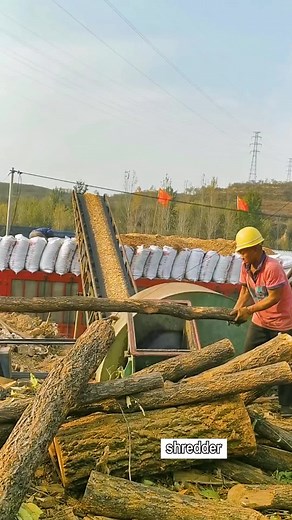 Logging Operation with Shredder Machinery in Action