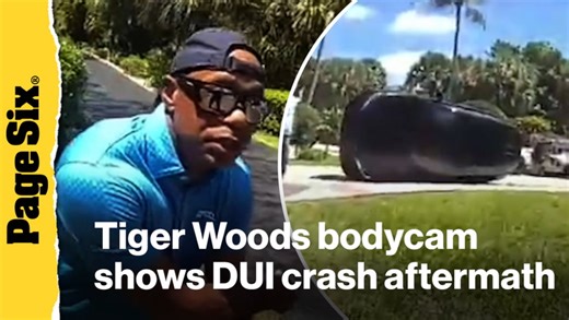 Newly-released Tiger Woods bodycam shows golfer crouching on side of road after DUI crash