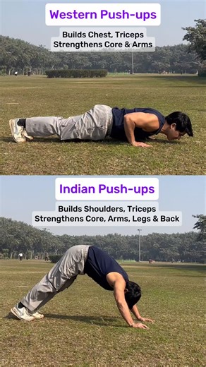 MAAN NEGI | Western Push-ups vs. Indian Push-ups . . . Follow @train_with_maan for more . . . #pushups #indianpushups #hindupushups #yoga... | Instagram