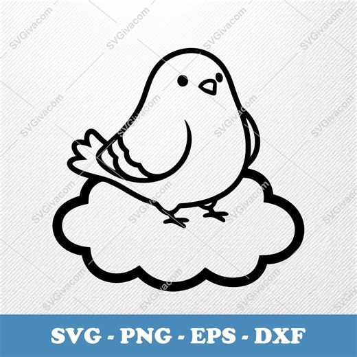 Pigeon on Cloud SVG | Baby Bird Vector Clipart | EPS PNG Dxf | Cricut Silhouette - Etsy