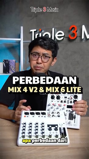 Triple 3 music on Instagram: "WAVE MIX 4 V2 VS MIX 6 LITE! MANA PILIHANMU? 🎚️🔊 ———————————————————— Hallo guys! Kabar gembira! Buat kamu yang lagi cari mixer compact tapi bingung pilih yang mana, kini dua jagoan dari Wave Audio, Mix 4 USB V2 dan Mix 6 USB Lite, sudah READY STOCK di Triple 3 Music! Meski harganya sama-sama di kisaran Rp1.003.000, keduanya punya fitur yang beda banget lho! Perbedaan Utama yang Wajib Kamu Tahu: * Jumlah Channel: Mix 6 Lite menang di jumlah channel dengan 4 combo