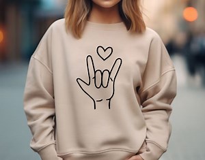 ASL Love Sweatshirt Valentine Gifts ASL Hand Sign Gifts Sign Language Clothes ASL Teacher Gifts Love Hand Sign Inspirational Sweatshirt - Etsy