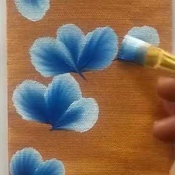 One Stroke Painting of Blue Flowers | Easy Acrylic Painting | Step by Step Beginners Tutorial