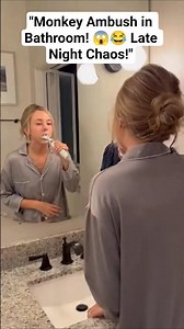 "Monkey Ambush in Bathroom! 😱😂 Late Night Chaos!"