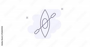 kayak 2d animated outline icon. kayak line icon 4k video motion design graphics for web, mobile and ui design.