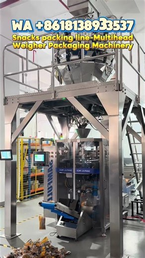 Snacks packing line with vffs high speed fully automatic granules packing machine. #machine #factory