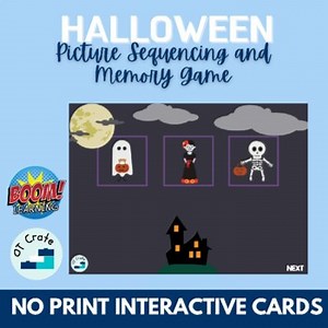 Boom Cards™ Halloween Picture Sequencing