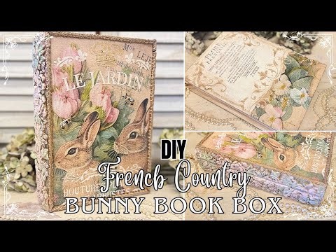 DIY French Country Bunny Book Box using IOD & Decoupage | Spring & Easter Home Decor | Stencils