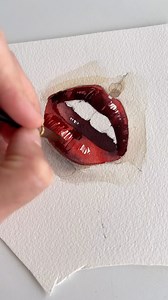 Paint lips with me 🫶 #watercolor #watercolorpainting #painting #art #artist #aquarelle | Polina Bright