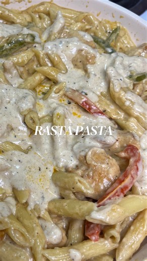 CookedByJess on Instagram: "Rasta Pasta!!😍 Ingredients: -Penne pasta (or pasta of choice) - Olive oil - Salt - Chicken breasts - Paprika - Onion powder - Garlic powder - Black pepper - Chicken bouillon - Butter/oil - Green bell pepper - Yellow bell pepper - Red bell pepper - Minced garlic - Tony’s Creole seasoning - Jerk seasoning - Heavy cream - Parmesan cheese - Mozzarella cheese #rastapasta #homecookedmeal #cookedbyjess #tasty #yummy"