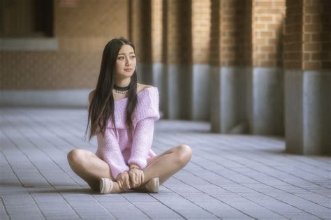 Wallpaper Women Model Looking Away Brunette Asian Sitting On The Floor Fashion Spring
