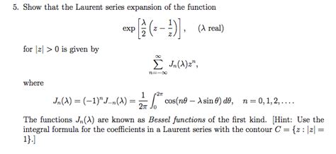 show that the laurent series expansion of the
