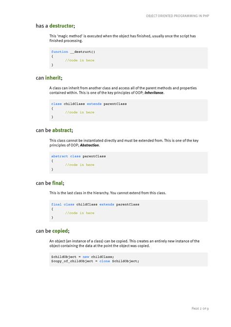object oriented php cheat sheet speaker deck