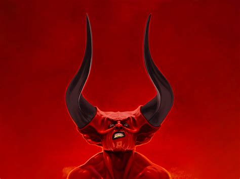 Wallpaper Red Demon Big Sharp Horns Fantasy Art Desktop Wallpaper Hd Image Picture