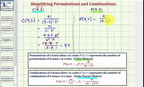 ex evaluate a combination and a permutation n r youtube