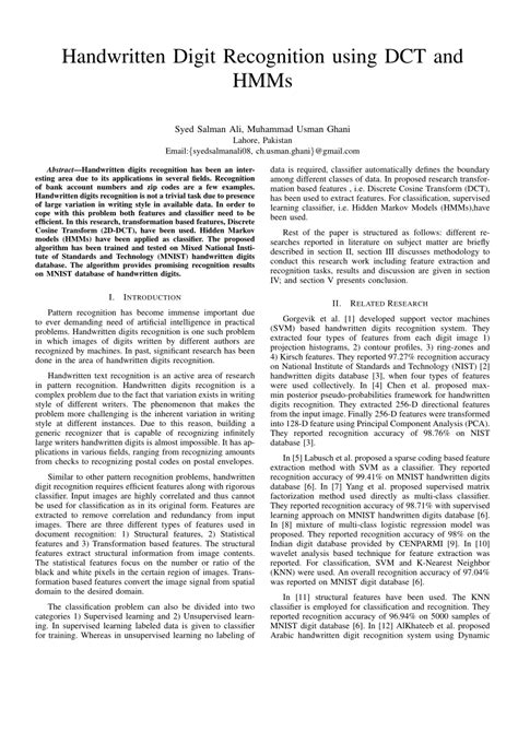 pdf handwritten digit recognition using dct and hmms