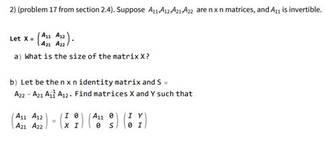 solved 2 problem 17 from section 2 4 suppose a11 a12