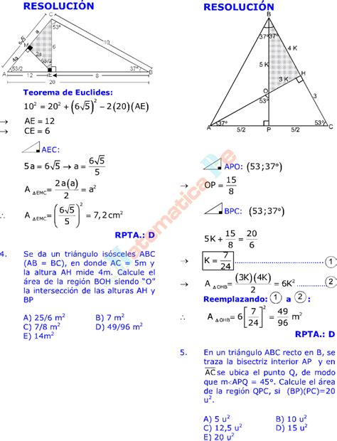ÁREAS DE REGIONES TRIANGULARES PROBLEMAS RESUELTOS DE GEOMETRIA