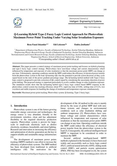 pdf q learning hybrid type 2 fuzzy logic control approach for photovoltaic maximum power point